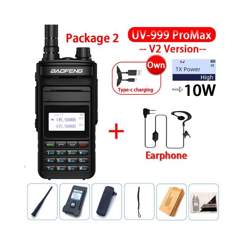 Communiquez dehors facilement avec Talkie-walkie UV-999 Pro Max.